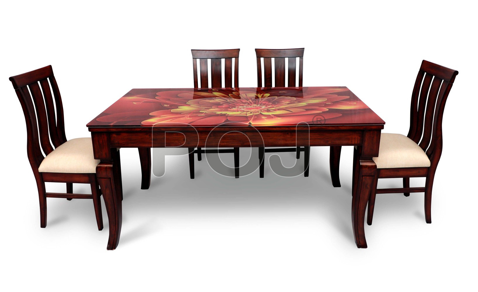 Buy Dahlia Dining Table Set With Beautiful Designer Glass On Top Online ...