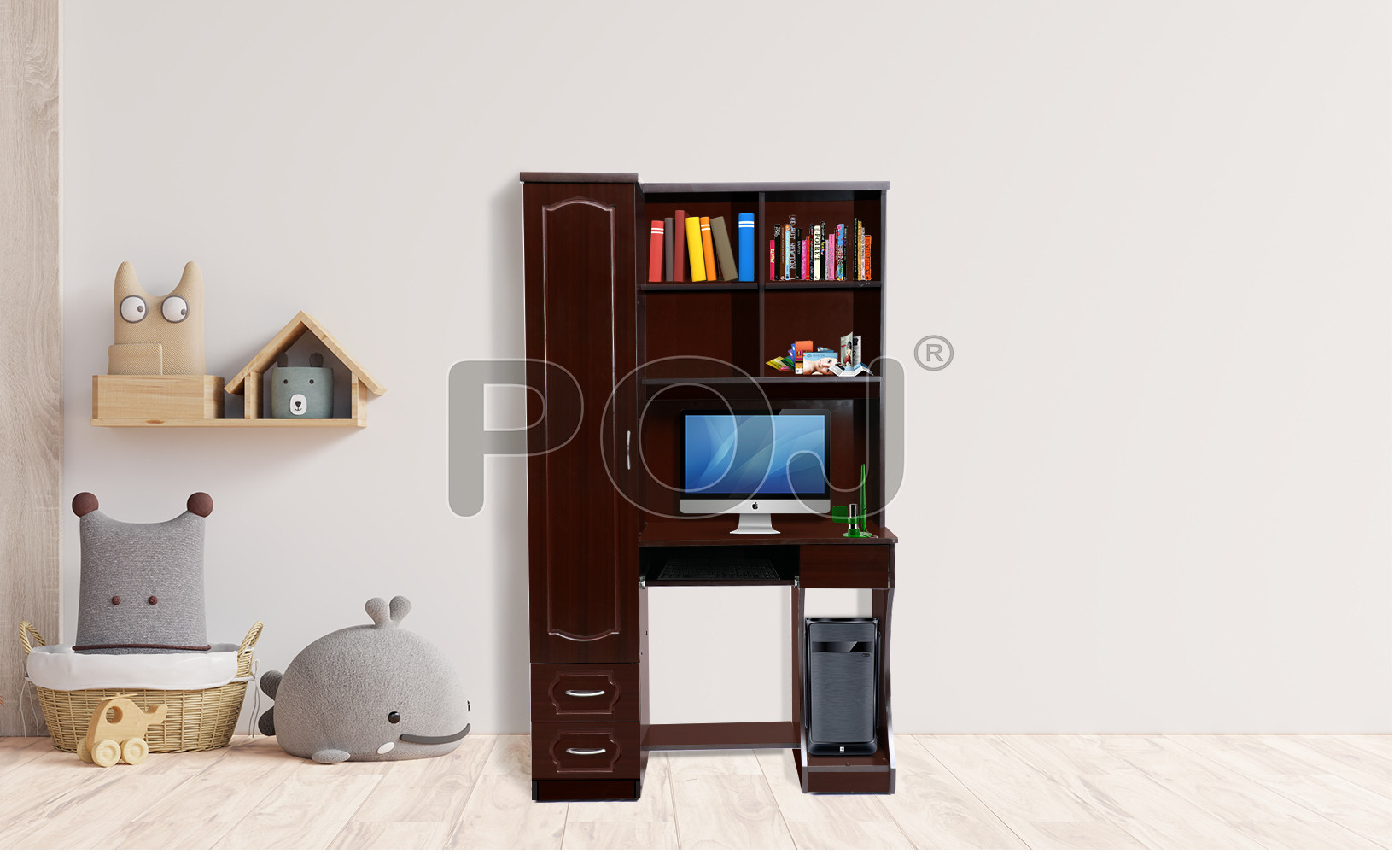 Engineered Wood Study Table with a Walnut Finish from Oli